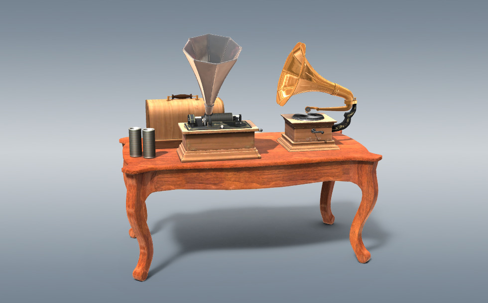 Fonográf és gramofon - 3D-modell - Mozaik digitális oktatás és tanulás