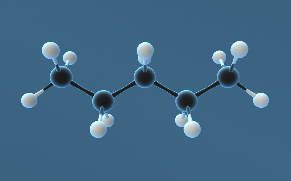 Pentán (C₅H₁₂) - 3D-modell - Mozaik digitális oktatás és tanulás